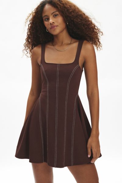 Kimchi Blue Mabel Corset Seam Fit-And-Flare Mini Dress | Urban Outfitters