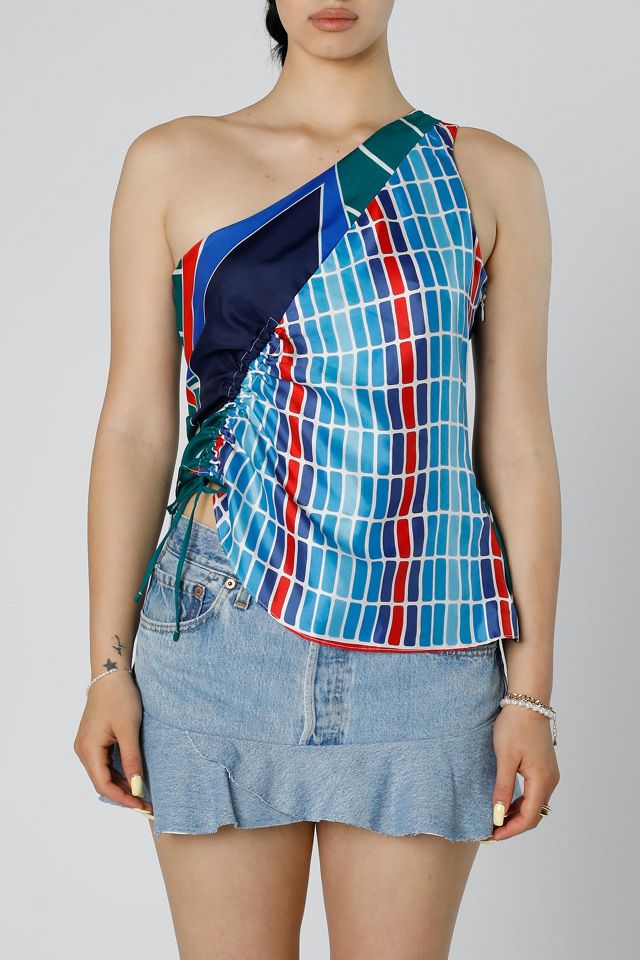Rework Silk Scarf Ruche Tank 005 | Urban Outfitters