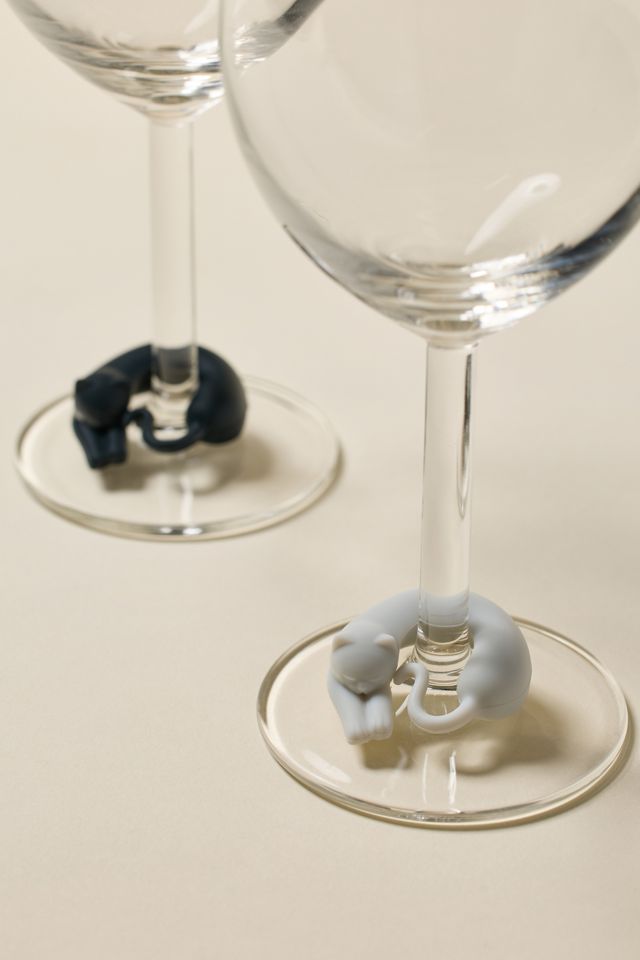 Fred & Friends Wine Lives Kitty Drink Marker Set | Urban Outfitters Canada