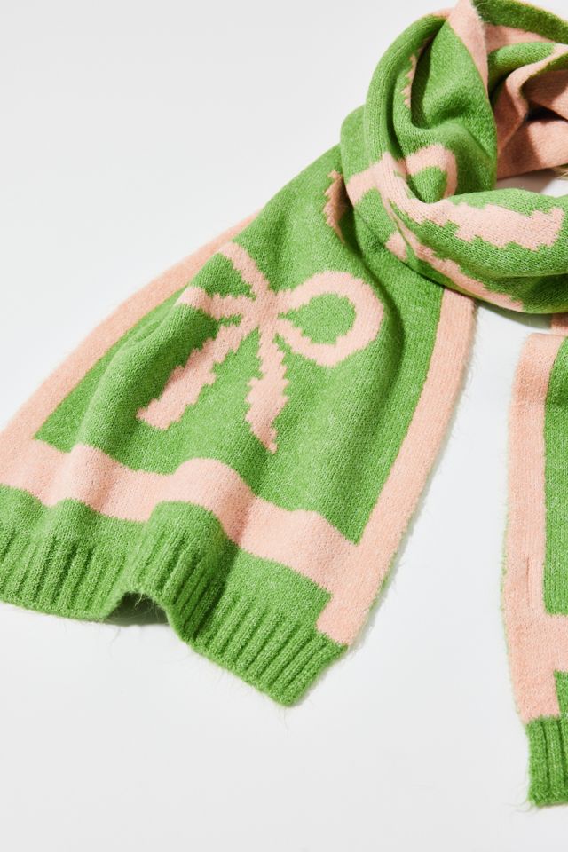 Bow Striped Knit Scarf | Urban Outfitters