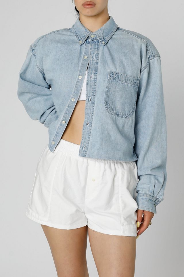 Rework Chambray Waist Crop Button Down Shirt 014 | Urban Outfitters