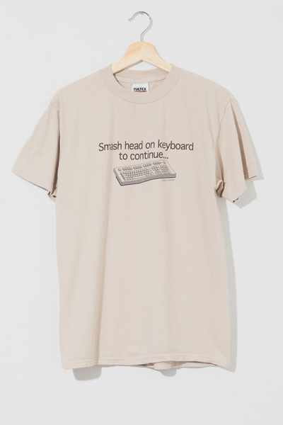 Vintage 1990s Smash Head on Keyboard Graphic T-Shirt | Urban Outfitters