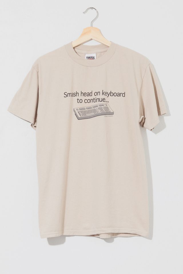 Vintage 1990s Smash Head on Keyboard Graphic T-Shirt | Urban Outfitters