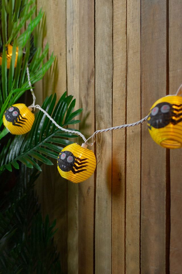 Spooky Spider Paper Lantern 8ft String Lights | Urban Outfitters