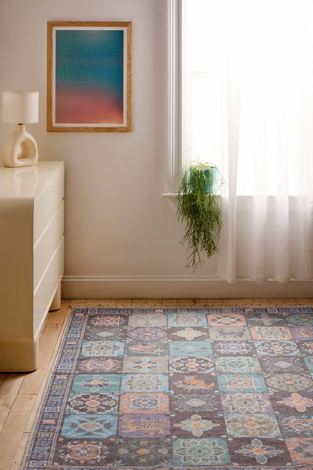 Izzy Tile Printed Rug | Urban Outfitters