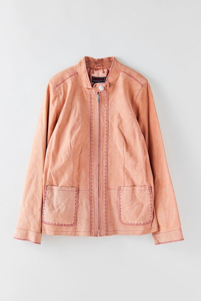 Vintage Contrast Trim Leather Jacket | Urban Outfitters