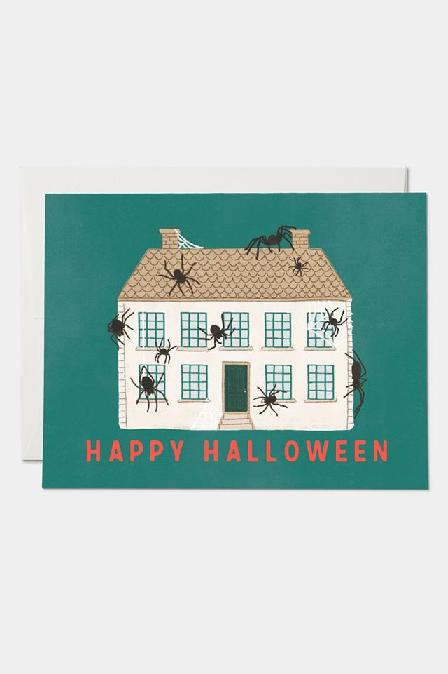 Red Cap Spider House Halloween Greeting Card | Urban Outfitters