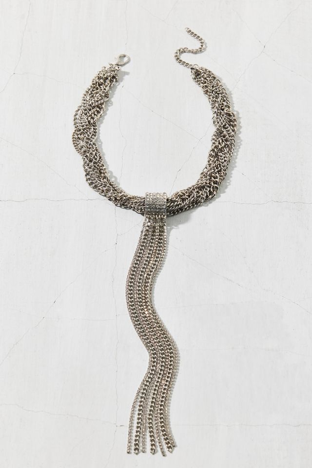 Kaz Mesh Chain And Rhinestones Choker Necklace | Urban Outfitters