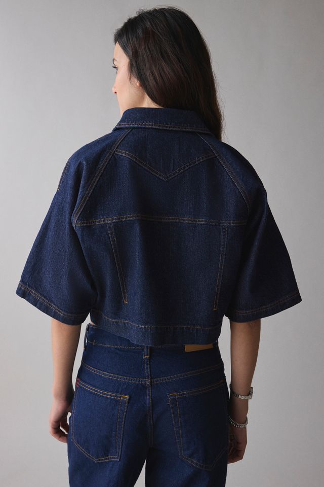 UO Scarlet Short Sleeve Boxy Denim Jacket | Urban Outfitters