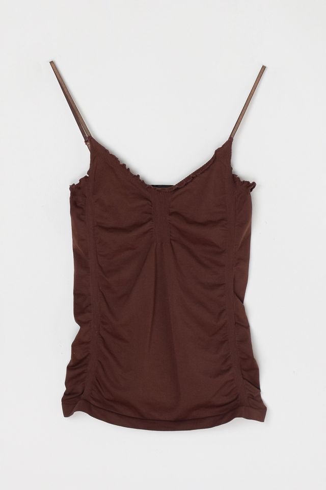 Vintage Y2k Dark Brown Ruched Top | Urban Outfitters