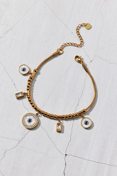 Waterproof Rhinestone Eye Charm Bracelet | Urban Outfitters