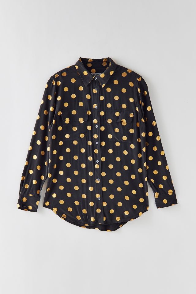 Vintage Polka Dot Long Sleeve Shirt Urban Outfitters