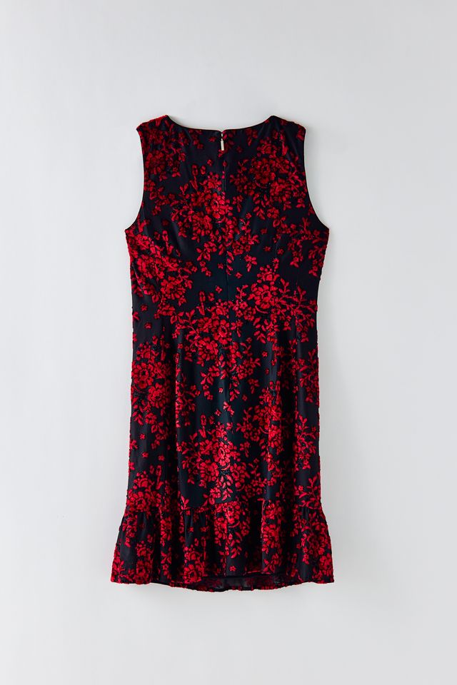 Vintage Patterned Velvet Mini Dress | Urban Outfitters