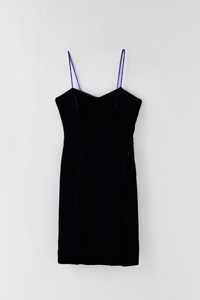 Vintage Contrast Strap Velvet Mini Dress | Urban Outfitters