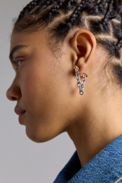 Mixed Metal Statement Chain Hoop Earring | Urban Outfitters
