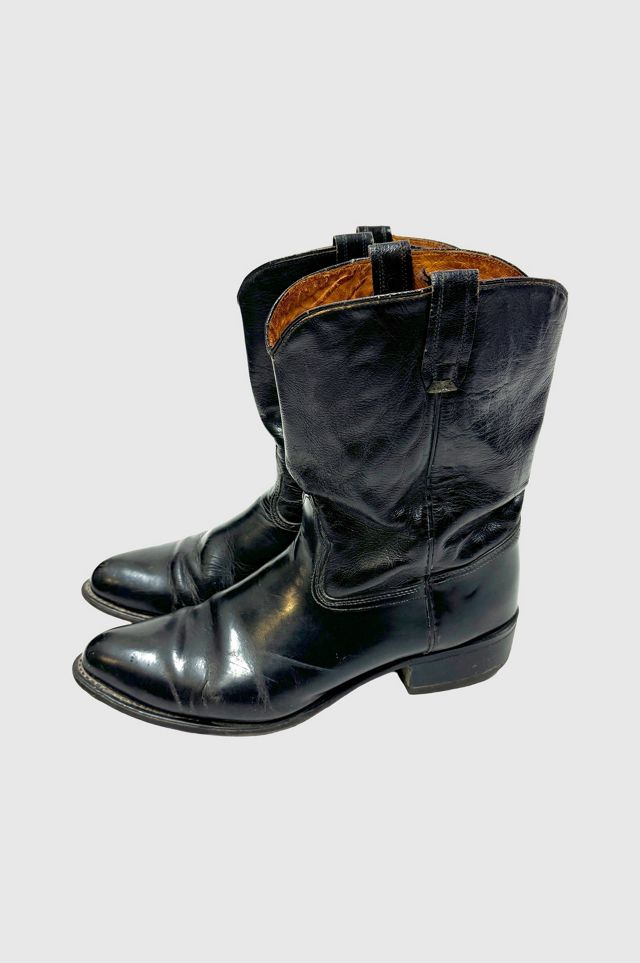 Vintage 1970’s Black Leather Roper Cowboy Boots | Urban Outfitters