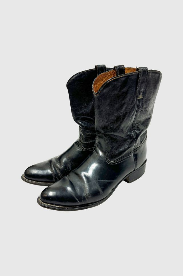 Vintage 1970’s Black Leather Roper Cowboy Boots | Urban Outfitters