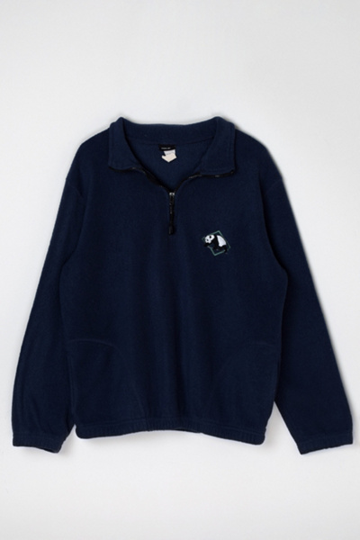 Vintage 90s Panda Quarter-Zip Fleece Pullover | Urban Outfitters