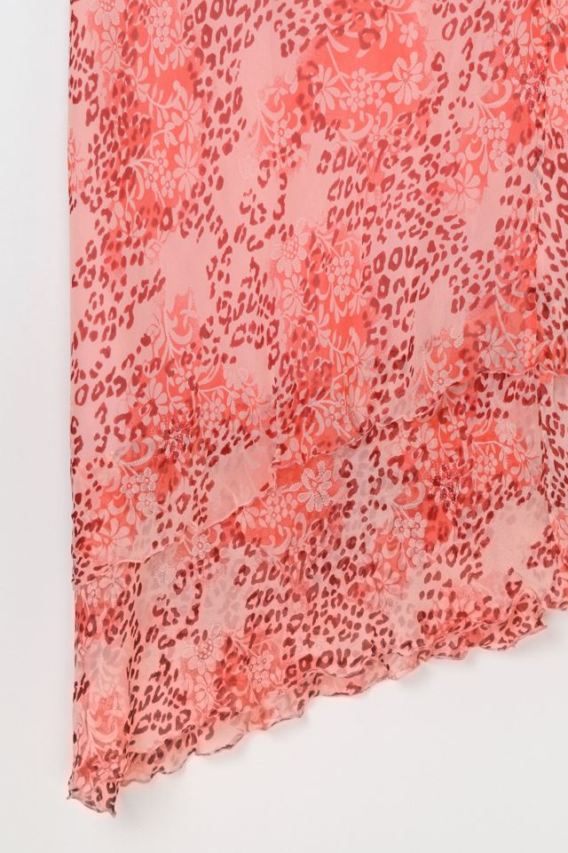 Vintage Y2k Pink Printed Layered Midi Skirt | Urban Outfitters