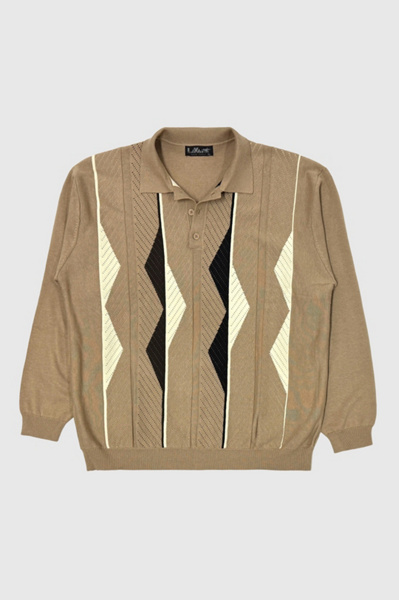 Vintage 1970’s Lavané New York Knit Patterned Polo Sweater | Urban ...