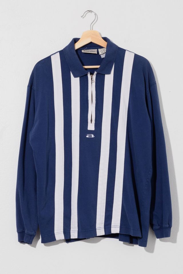 Vintage 1990s Quarter Zip Striped Rugby Shirt | Urban Outfitters