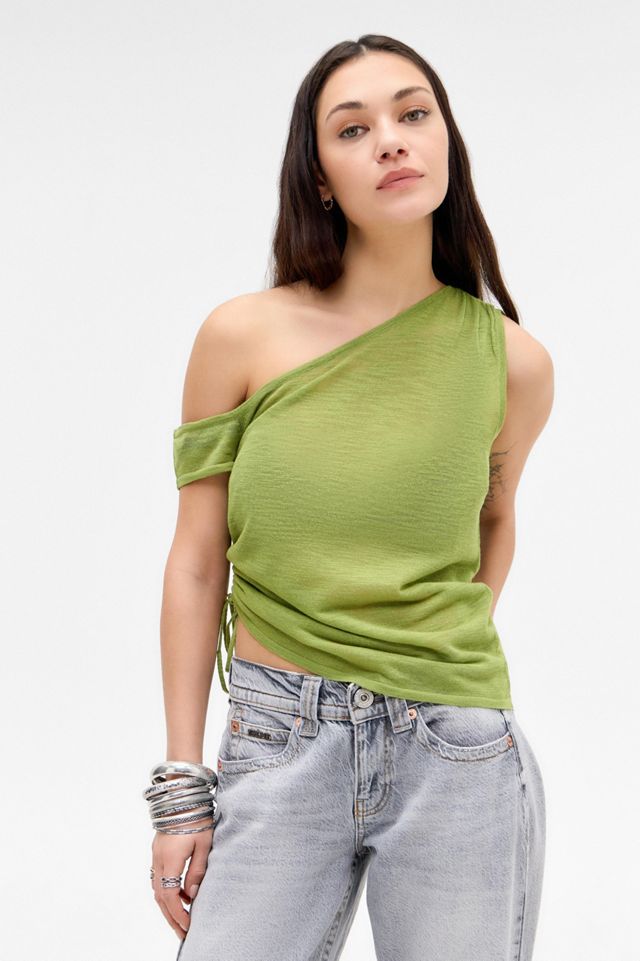 UO Sheer Asymmetric Top | Urban Outfitters