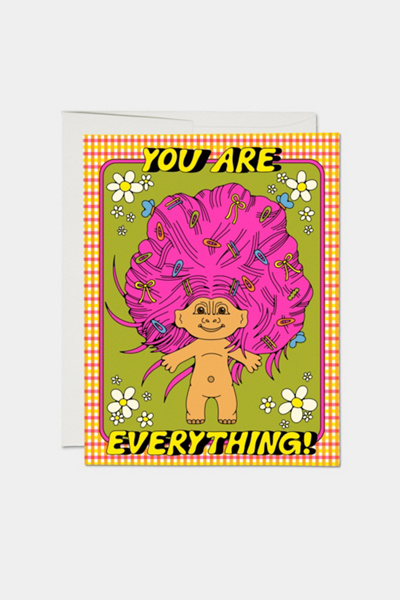 Red Cap Everything Troll Friendship Greeting Card | Urban Outfitters