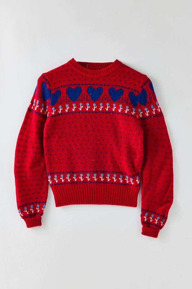 Vintage Heart Crew Neck Sweater | Urban Outfitters