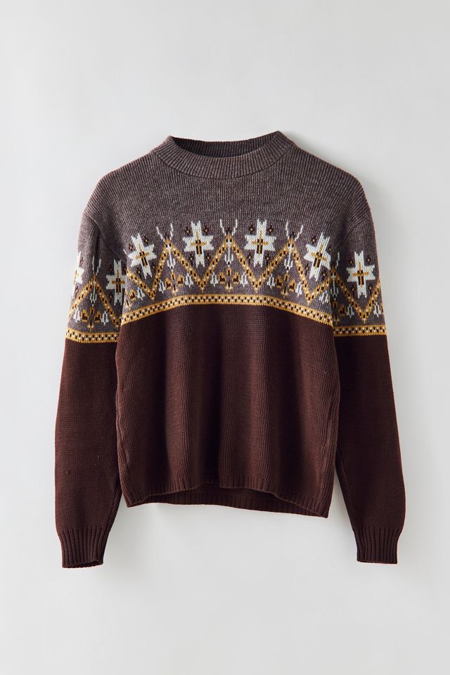 Vintage Patterned Crew Neck Sweater | Urban Outfitters