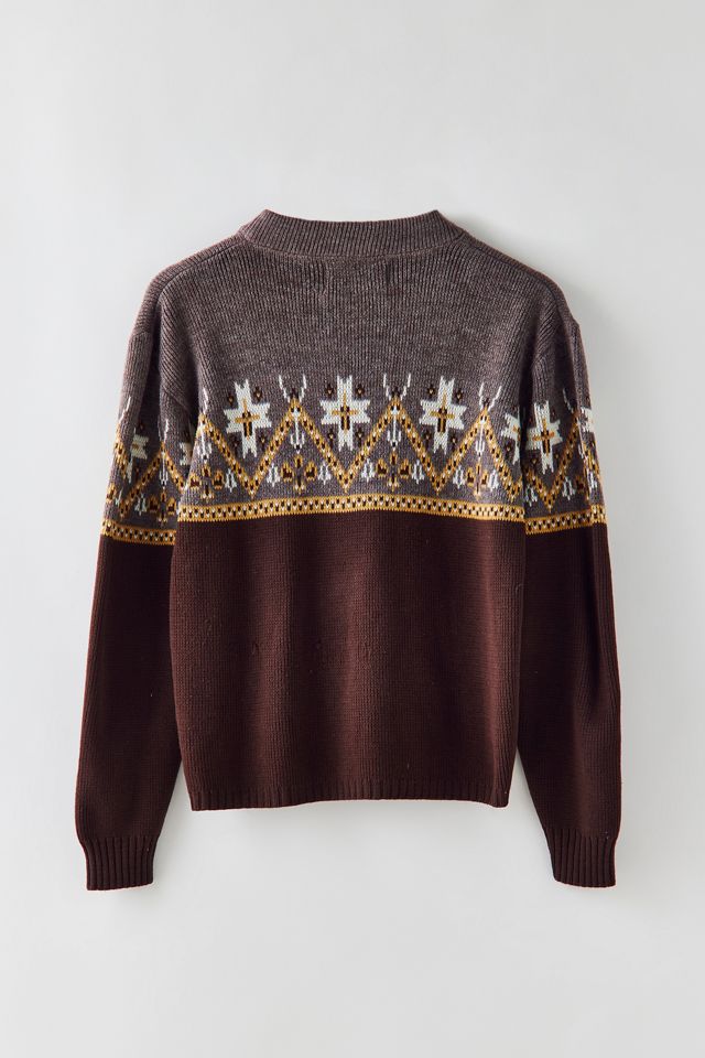 Vintage Patterned Crew Neck Sweater | Urban Outfitters