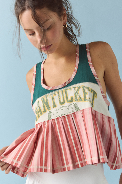BDG Ace Spliced Graphic Pleated Peplum Tank Top | Urban Outfitters