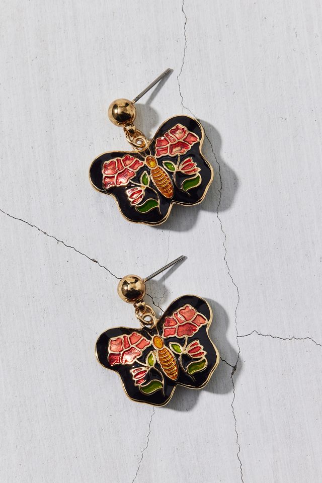 Cher Butterfly Enameled Earring | Urban Outfitters