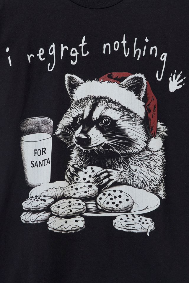I Regret Nothing Racoon Holiday Graphic Tee | Urban Outfitters