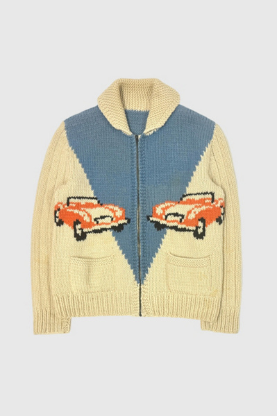 Vintage 1940’s Race Car Hand Knit Wool Cardigan Sweater | Urban Outfitters