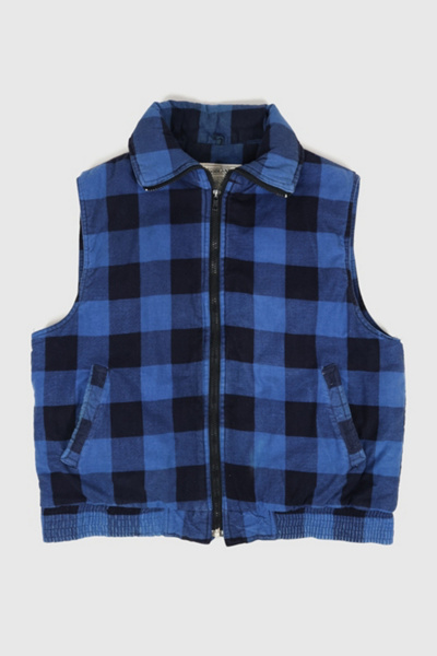 Vintage Blue Plaid Vest | Urban Outfitters