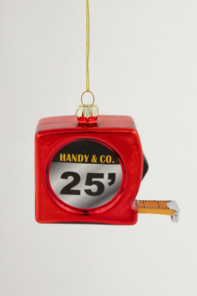 Red Measuring Tape Glass Christmas Ornament | Urban Outfitters