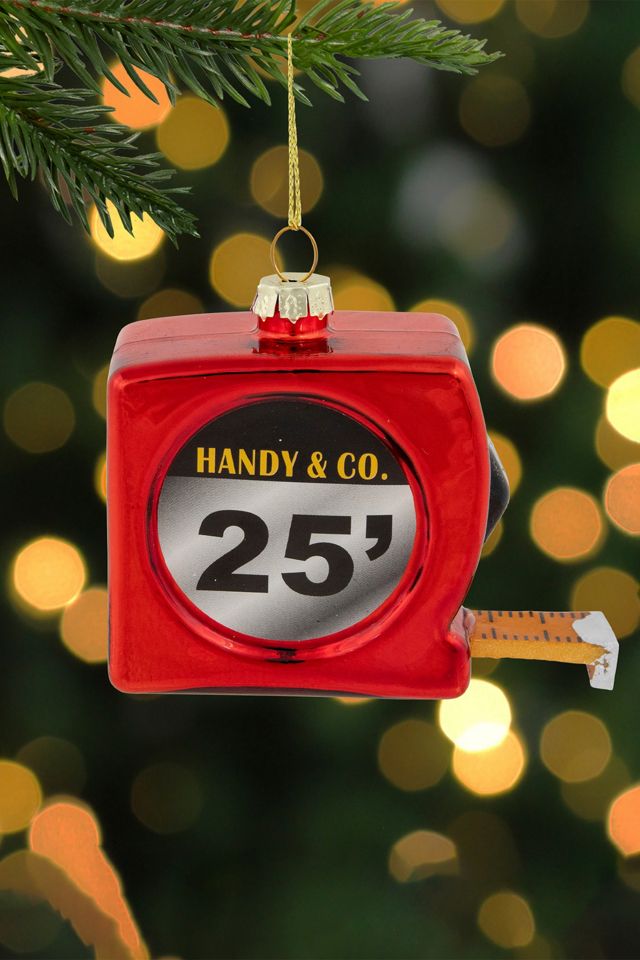 Red Measuring Tape Glass Christmas Ornament | Urban Outfitters