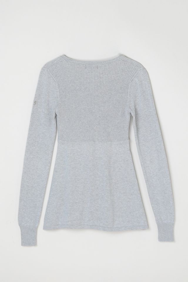 Vintage Y2k Light Grey Ribbed Wrap Top | Urban Outfitters