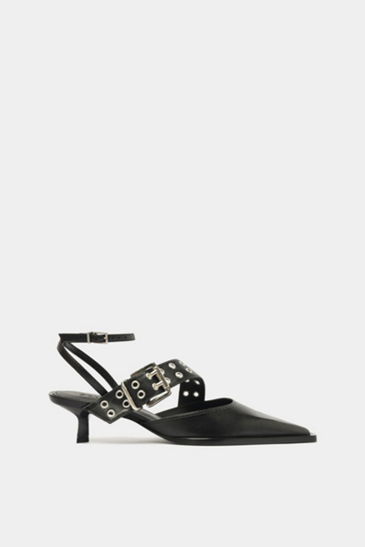 Schutz Jess Buckle Leather Kitten Heel | Urban Outfitters