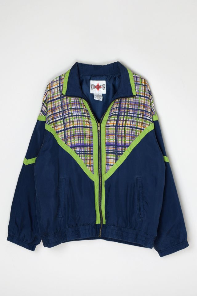 Vintage 90s Plaid Silk Zip-Up Jacket | Urban Outfitters