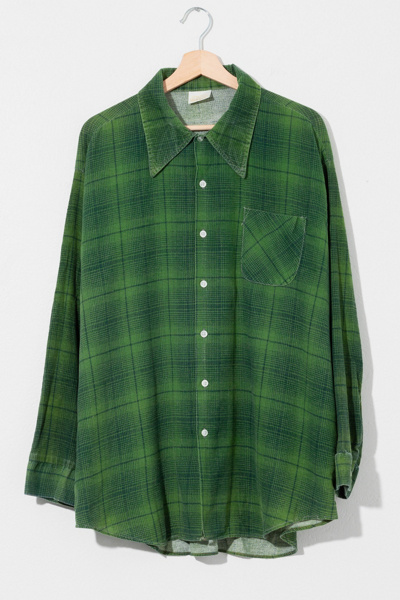 Vintage 1970s Green Plaid Button Up Distressed Work Shirt | Urban ...