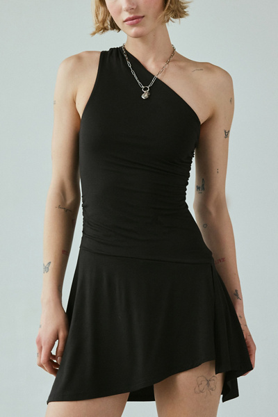 UO Monica Asymmetrical One-Shoulder Mini Romper | Urban Outfitters