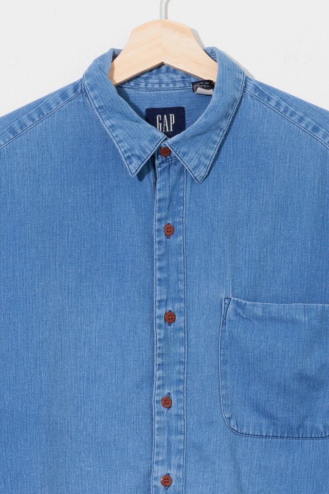 Vintage 1990s GAP Denim Soft Cotton Distressed Button Up Shirt | Urban ...