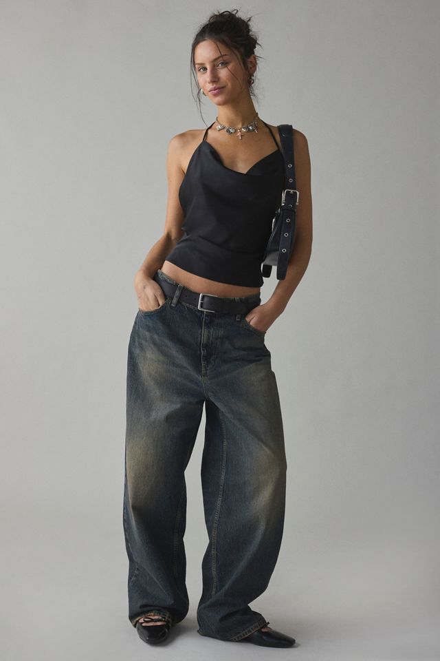UO Deja Satin Cowl Neck Halter Cami | Urban Outfitters