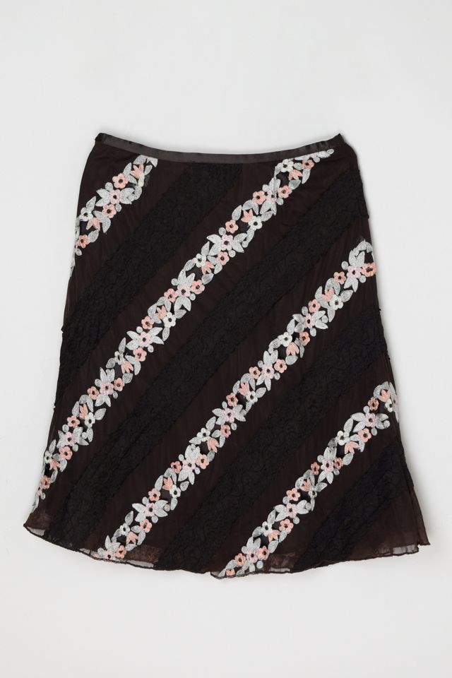 Vintage Y2k Dark Brown Lacy Layered Skirt | Urban Outfitters