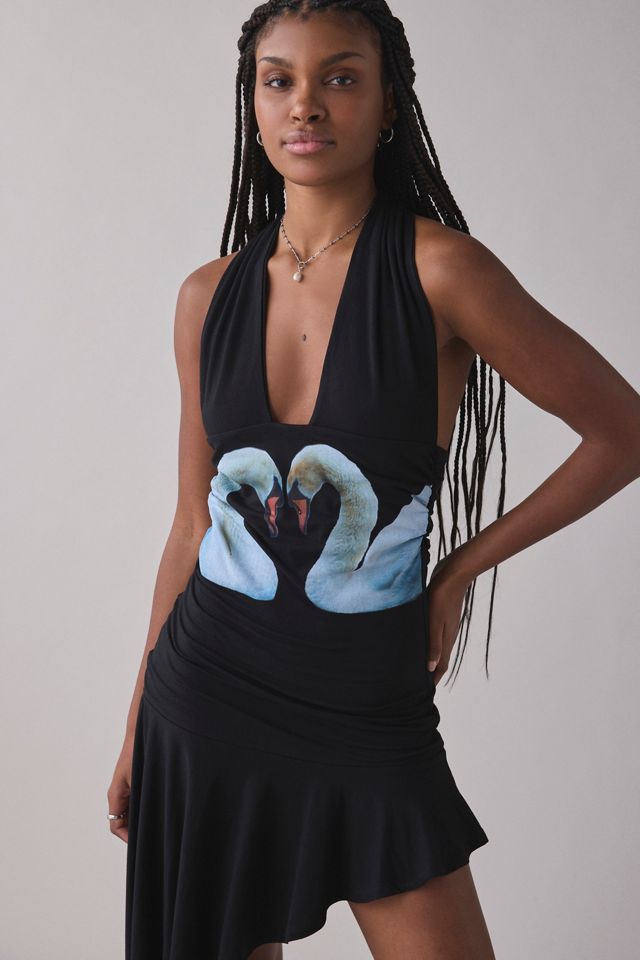 Tyler McGillivary Swan Asymmetrical Halter Midi Dress | Urban ...