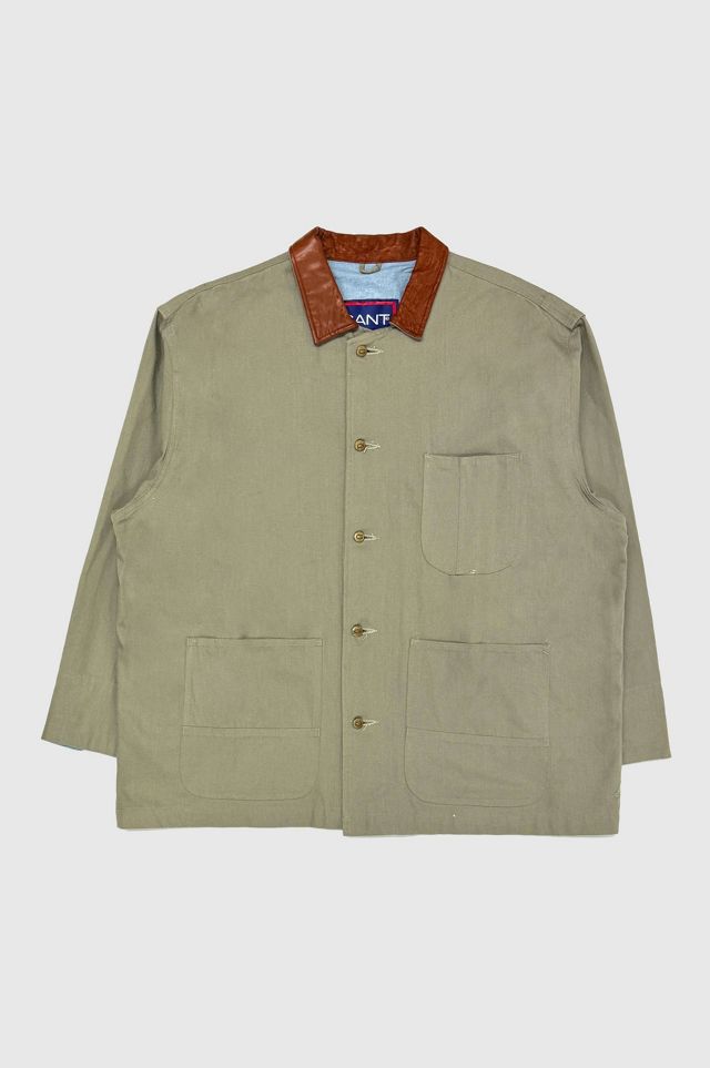 Vintage 1980’s Gant Leather Collar Barn Coat Jacket | Urban Outfitters