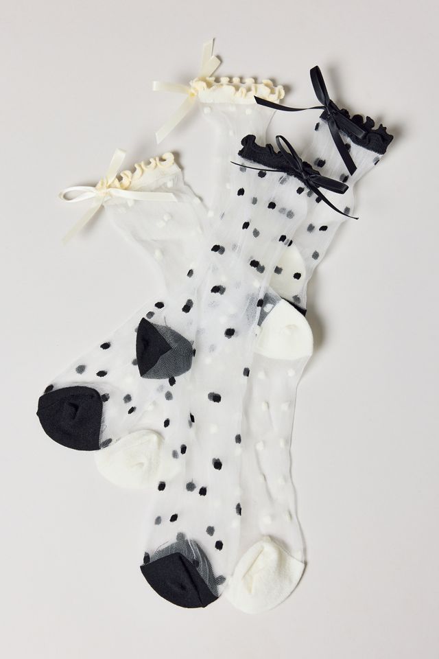 Sheer Polka Dot Crew Sock | Urban Outfitters