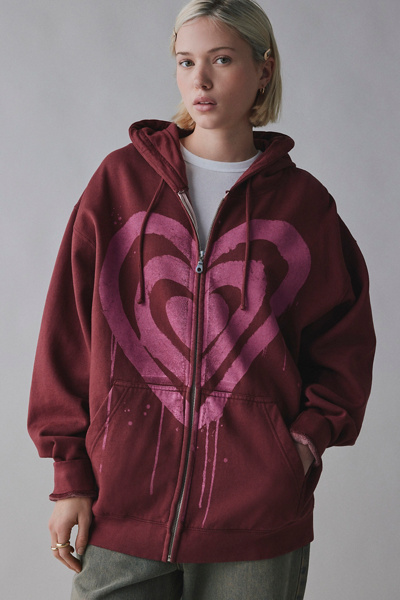 Project Social T Drippy Heart Graphic Zip Hoodie Sweatshirt | Urban ...