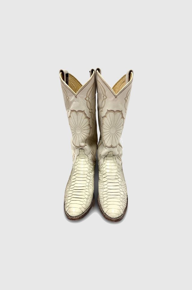 Vintage 1980’s Dan Post White Python Cowboy Boots | Urban Outfitters